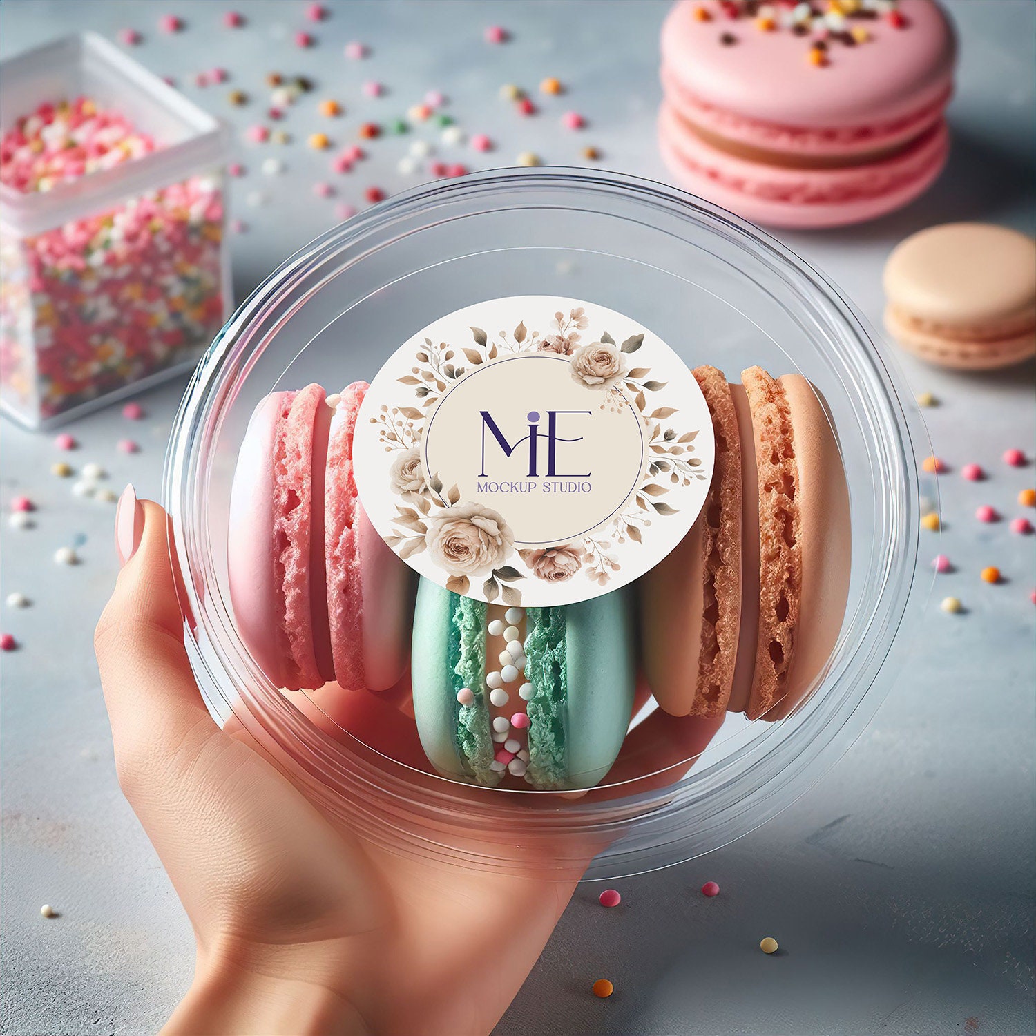 Macaron Label Mockup, Cookie Sticker Mockup Label, Guest Favor Mockup ...