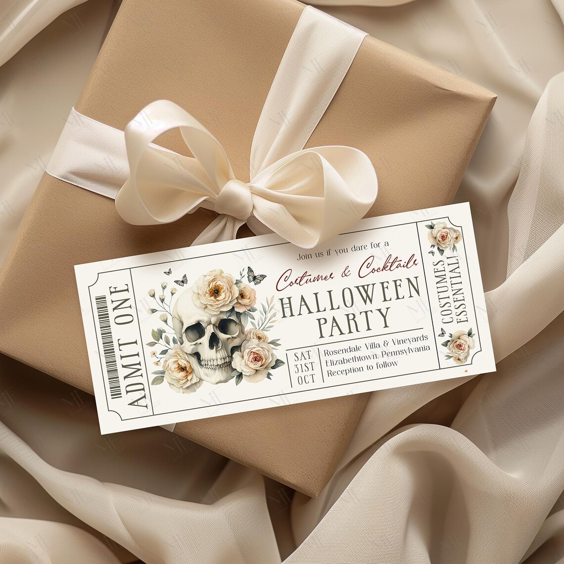 Gift Voucher Mockup, 7x3 Gift Card Mockup, Holiday Ticket PSD, Favor ...