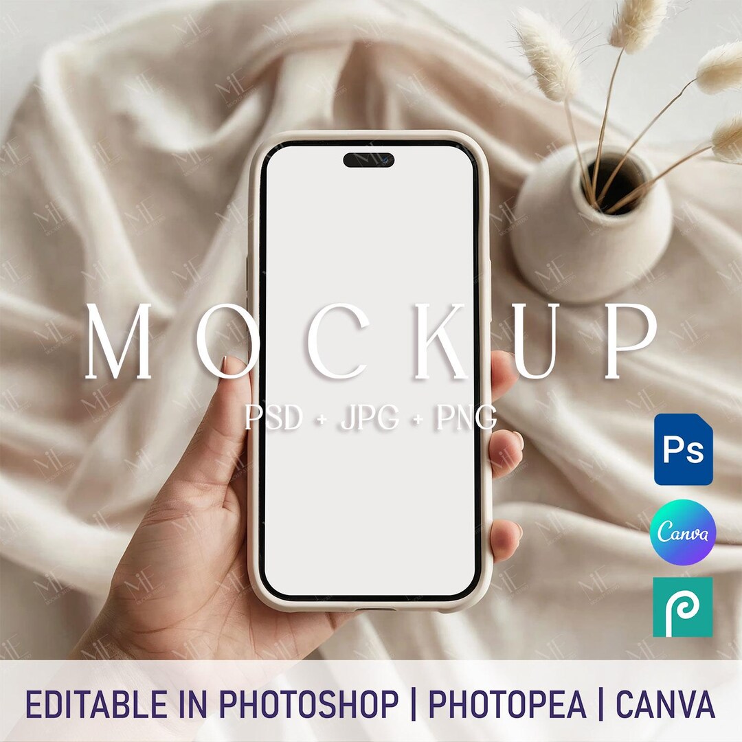 Boho iPhone Screen Mockup PSD PNG, Digital Invitation Phone Mockup ...