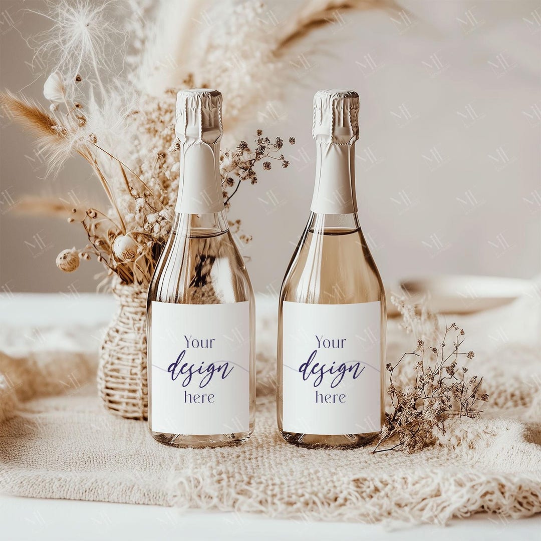Champagne Bottle Label Mockup, Champagne Sticker Mock Up, Mini ...