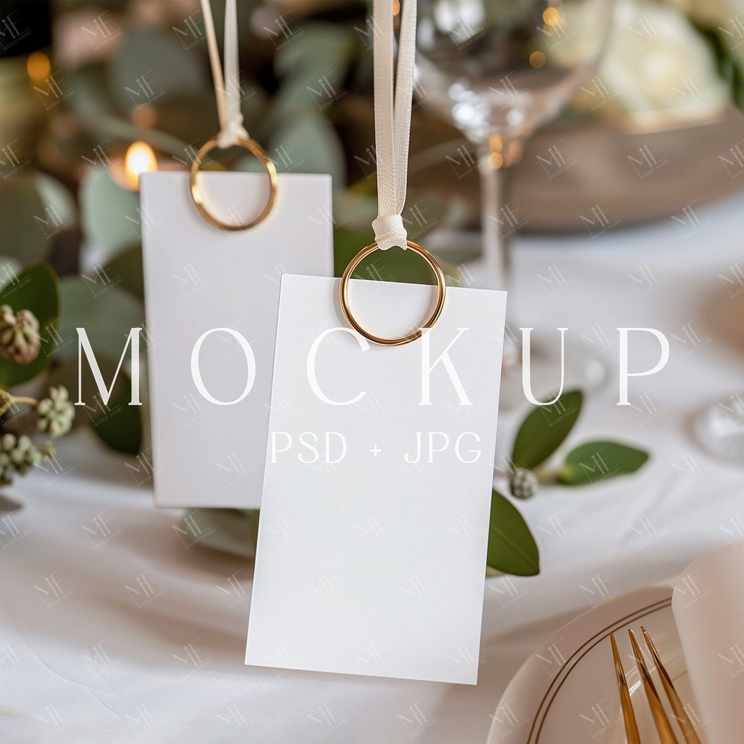 Place Card Mockup PSD, 3.5x2 Table Name Card Design, Wedding Seating ...