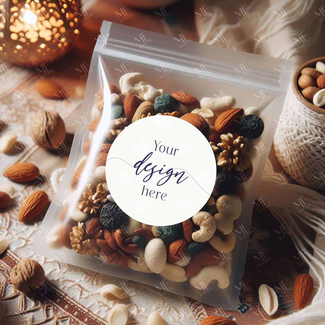 Nuts Sticker Mockup,packaging Sticker Mockup, Brand Sticker Mockup ...