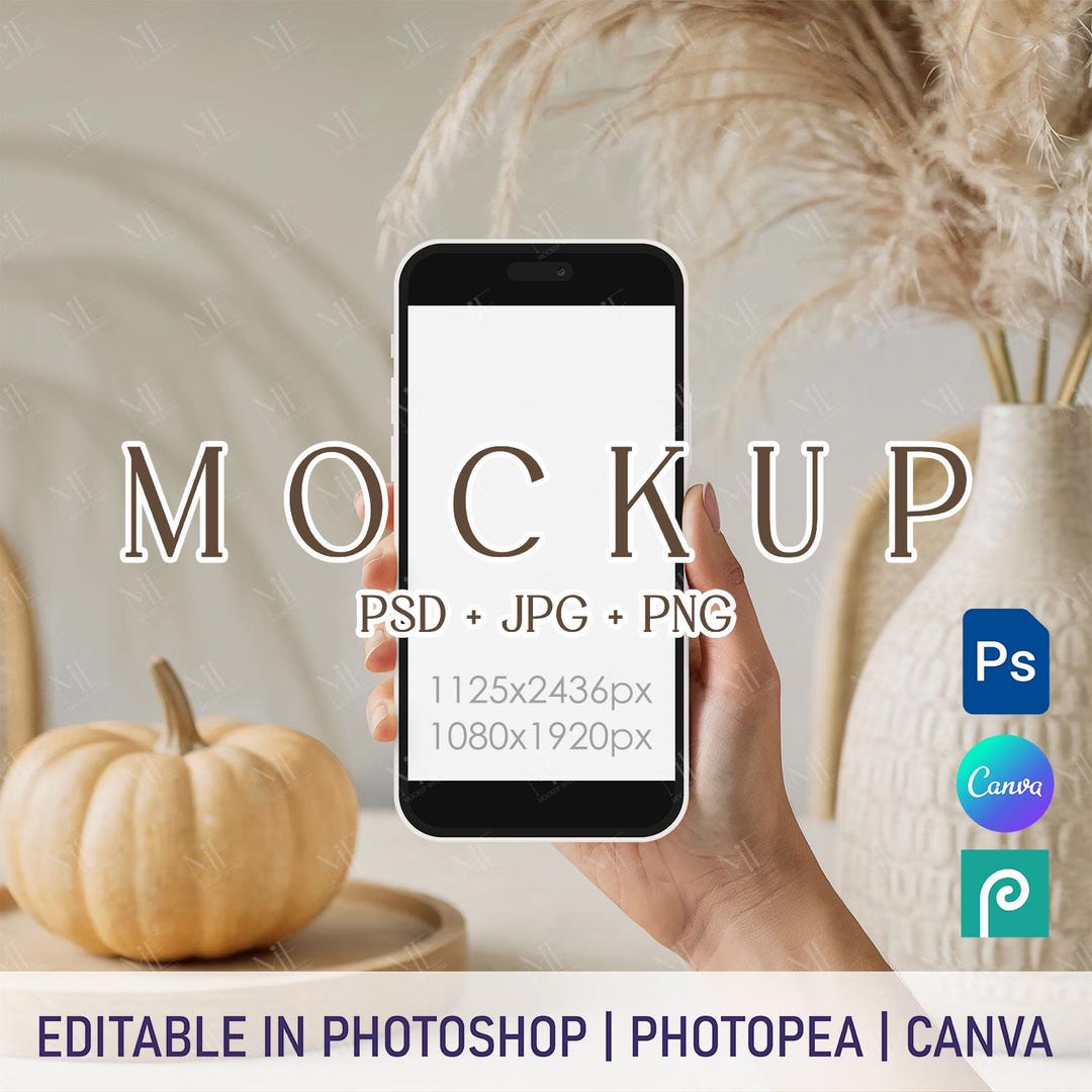 Fall Phone Screen Mockup PSD PNG, Smartphone Evite Invitation Digital ...