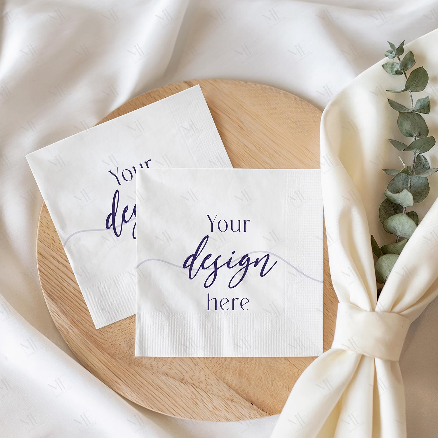 Cocktail Napkin Mockup PSD PNG, Wedding Party Paper Napkins Mock-up ...