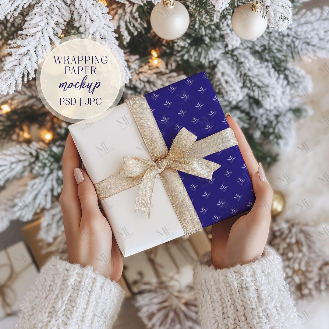 Xmas Gift Box Wrapping Paper Mockup, Holiday Clear Wrapping Paper ...