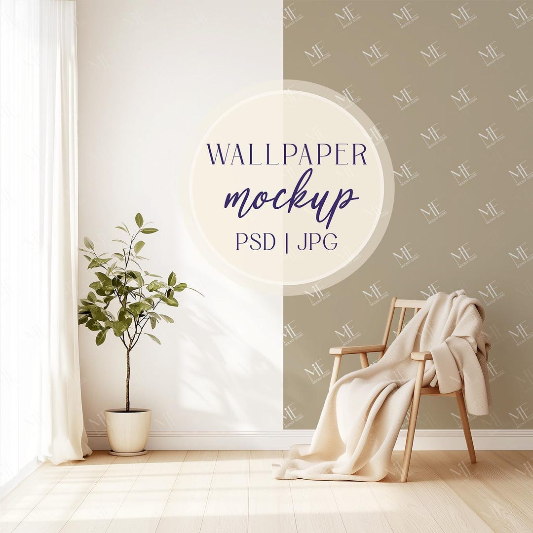 Wallpaper Mockup, Interior Wallpaper Mock up PSD, Mural Mockup Template ...