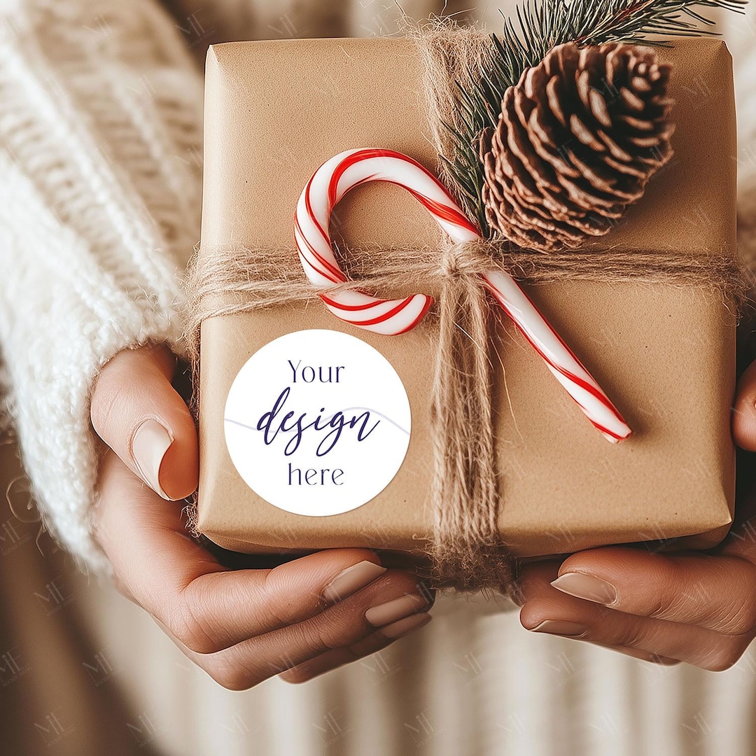 Sticker Gift Box Mockup, Holiday Sticker Mock-up, Craft Box Mockup ...