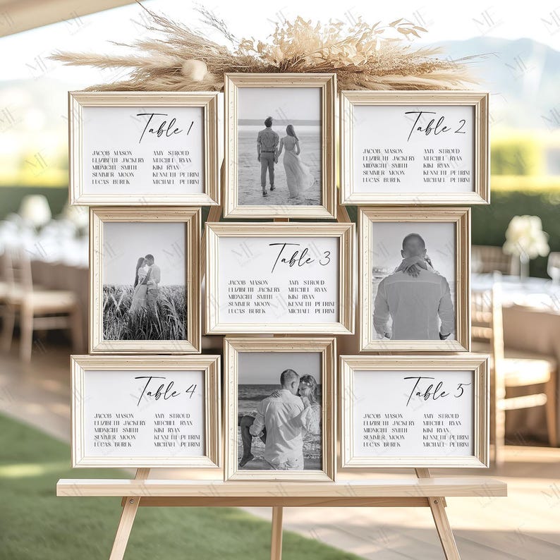 Wedding Seating Chart Frame Mockup, Birthday Sign Template Bundle, Gold ...