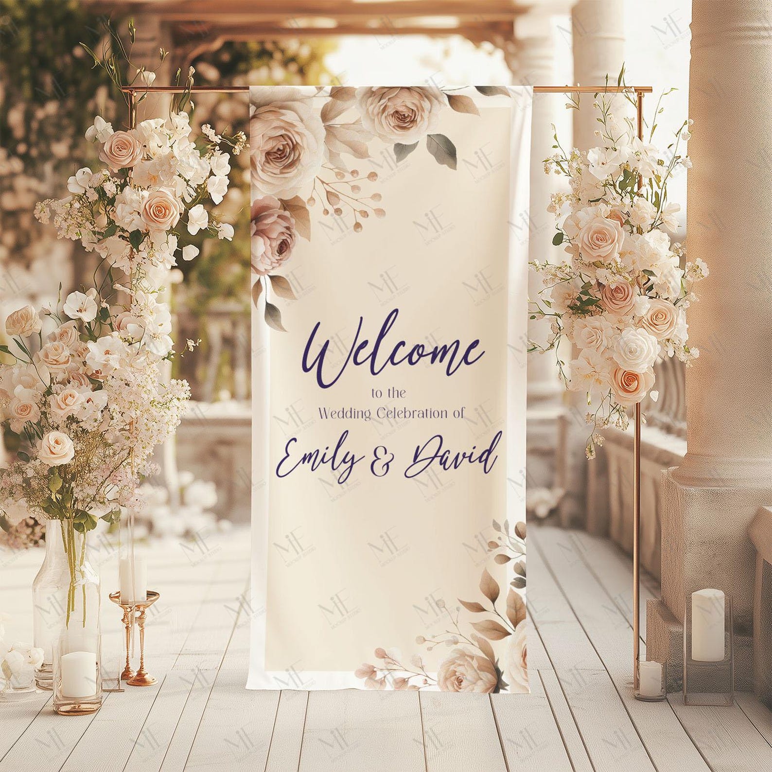 Welcome Sign Mockup, Fabric Tapestry Hanging Poster PNG PSD, Wedding ...