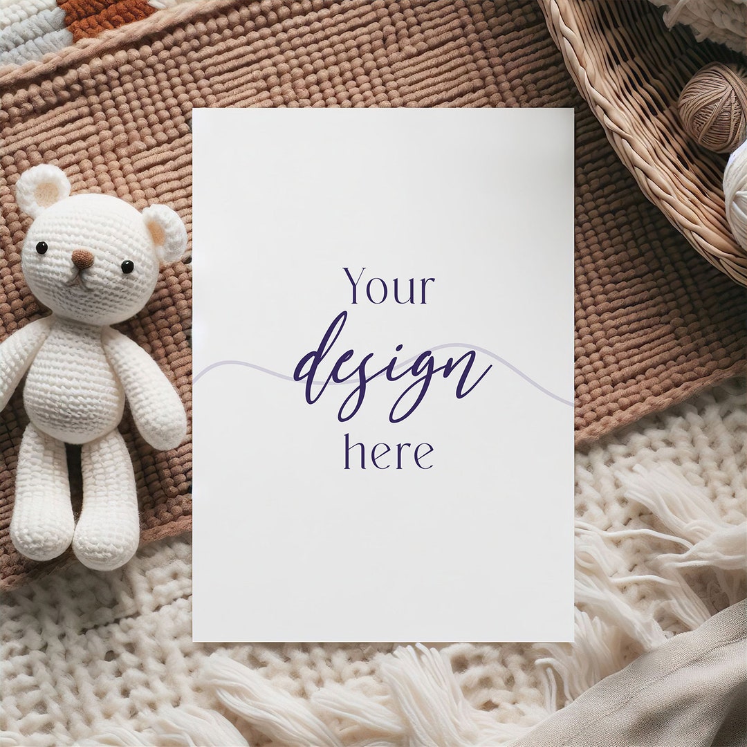 Baby Shower Invite Card Mockup, Children Birthday Party Invite Mockup ...