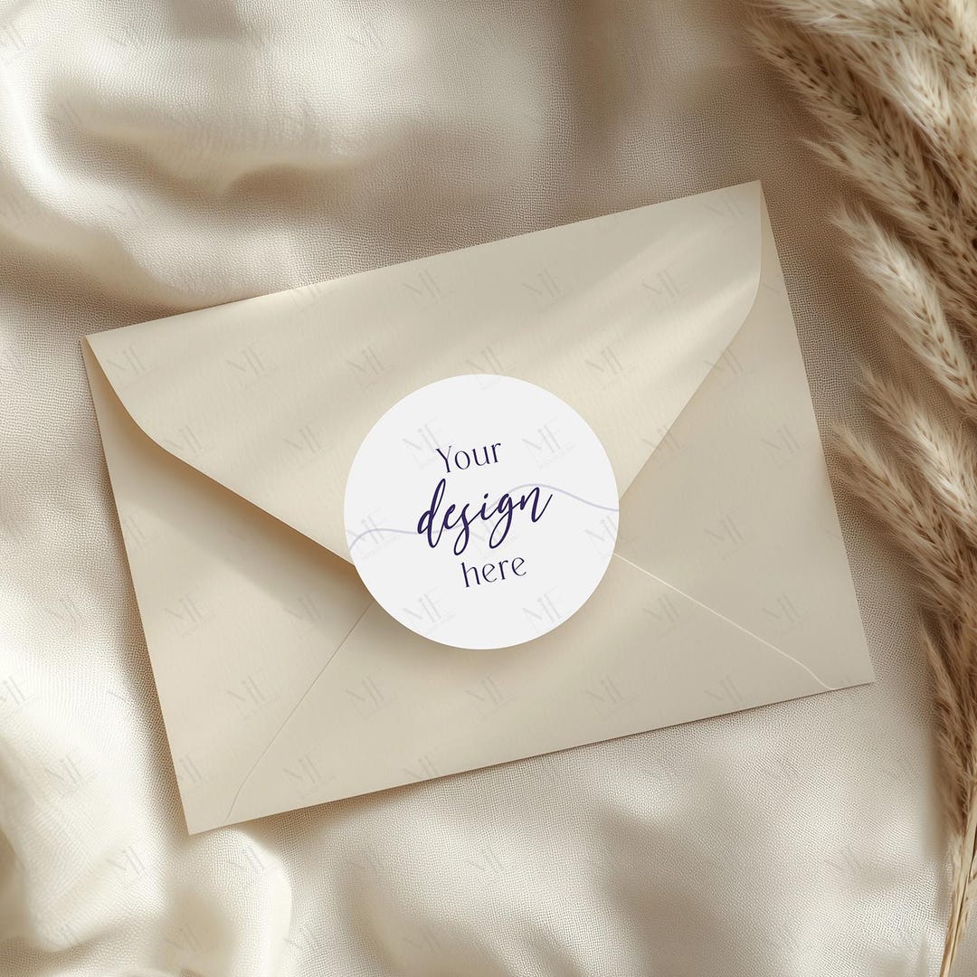 Circle Sticker Mockup, Boho Round Label Mockup, Wedding Envelope ...