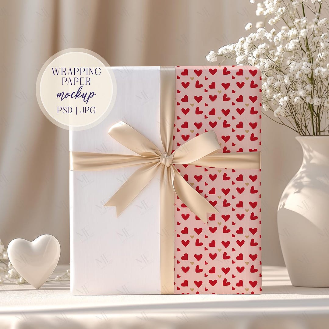 Gift Wrap Mockup, Wrapping Paper Mockup, Favor Box Pattern Paper Mockup ...