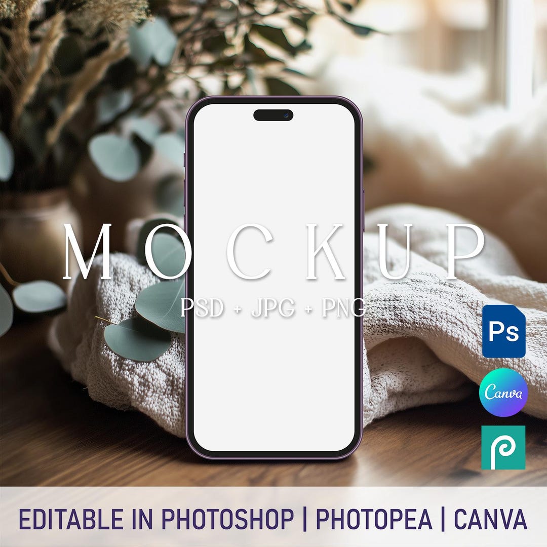 IPhone Mock up PSD, Cellphone Mockup CANVA, Invitation Mockup With ...