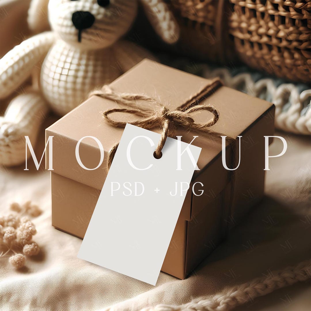 Birthday Gift Tag Mockup, Baby Shower Thank You Tag Mockup, Empty Favor ...