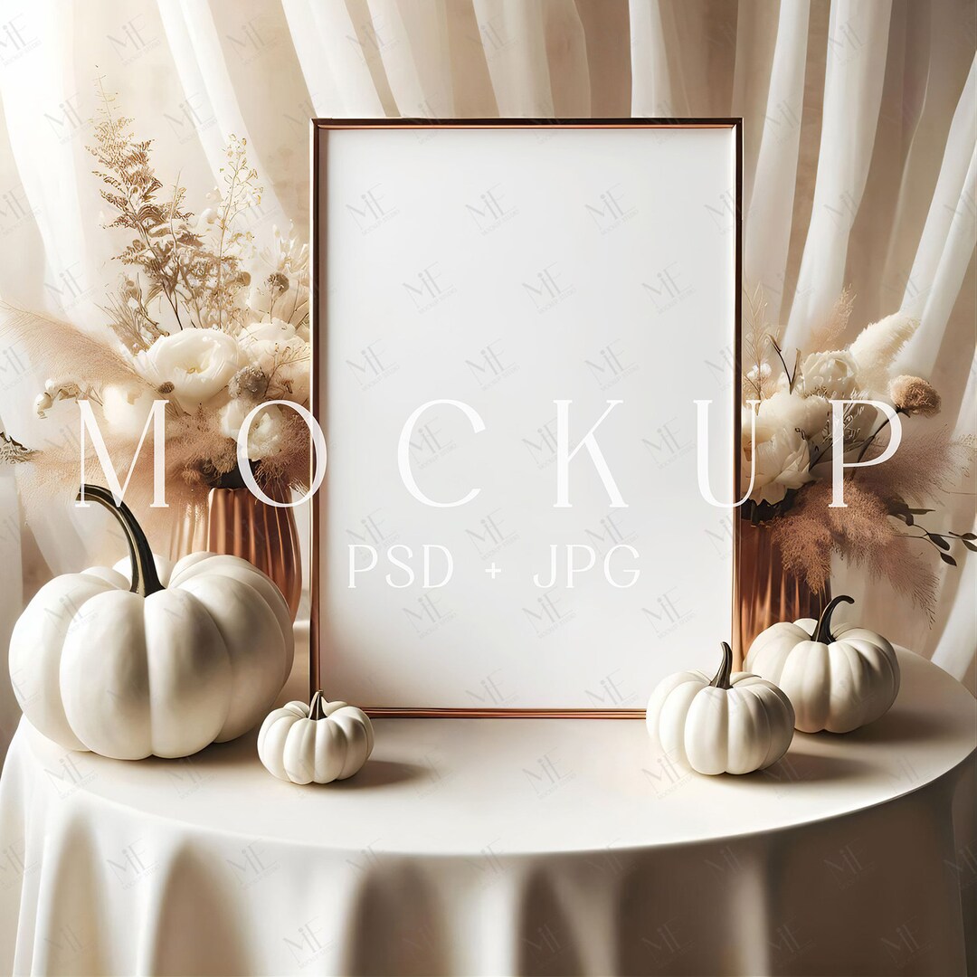 8x10 & A4 Table Sign Mockup, Halloween Card Mockup, Pumpkin Card Mockup ...