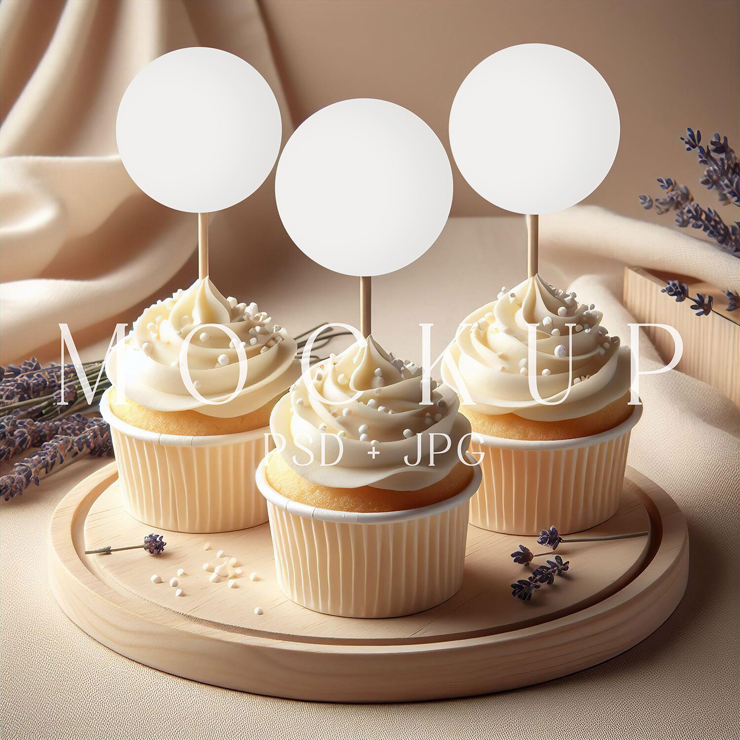 Cupcake Topper Mockup, Birthday Cupcake Mockup, Baby Shower Topper ...