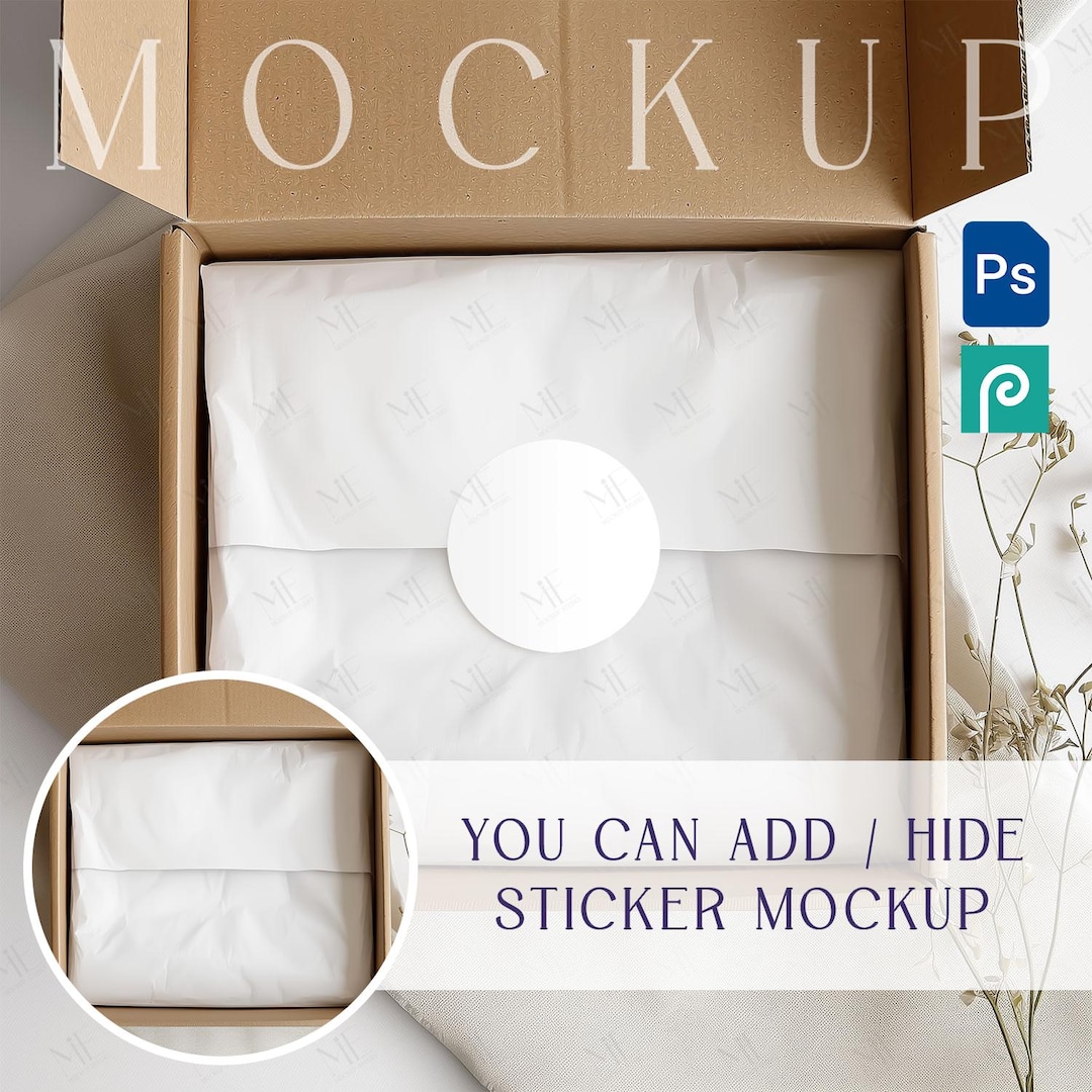 Tissue Wrapping Paper and Sticker Mockup, Gift Packaging Mockup PSD ...