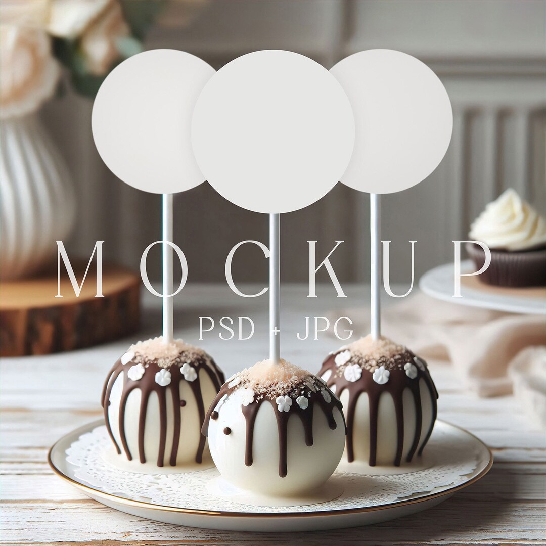 Cake Pops Toppers Mockup, Cupcake Topper Mockup, Desserts Toppers ...
