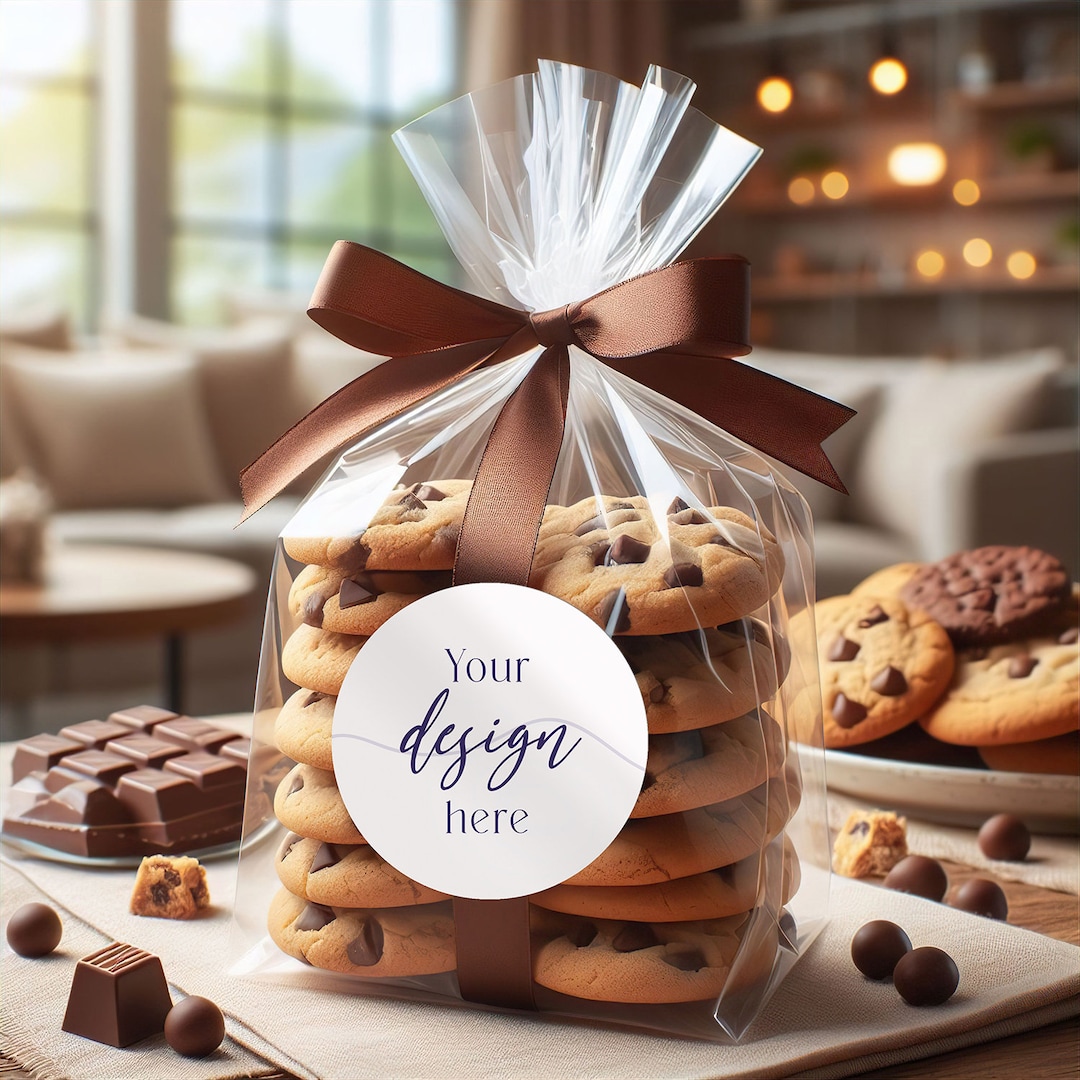 Round Sticker Mockup, Biscuits Sticker Mockup, Cookie Favor Decal ...