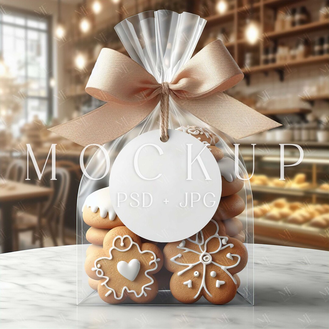 Round Tag Mockup, Cookie Tag PSD Template, Biscuits Label Mockup, Treat ...
