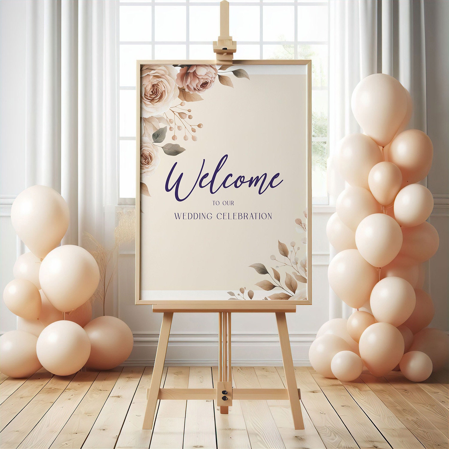 Welcome Sign Mockup, Event Sign Mockup, Boho Balloon Baby Shower Sign ...