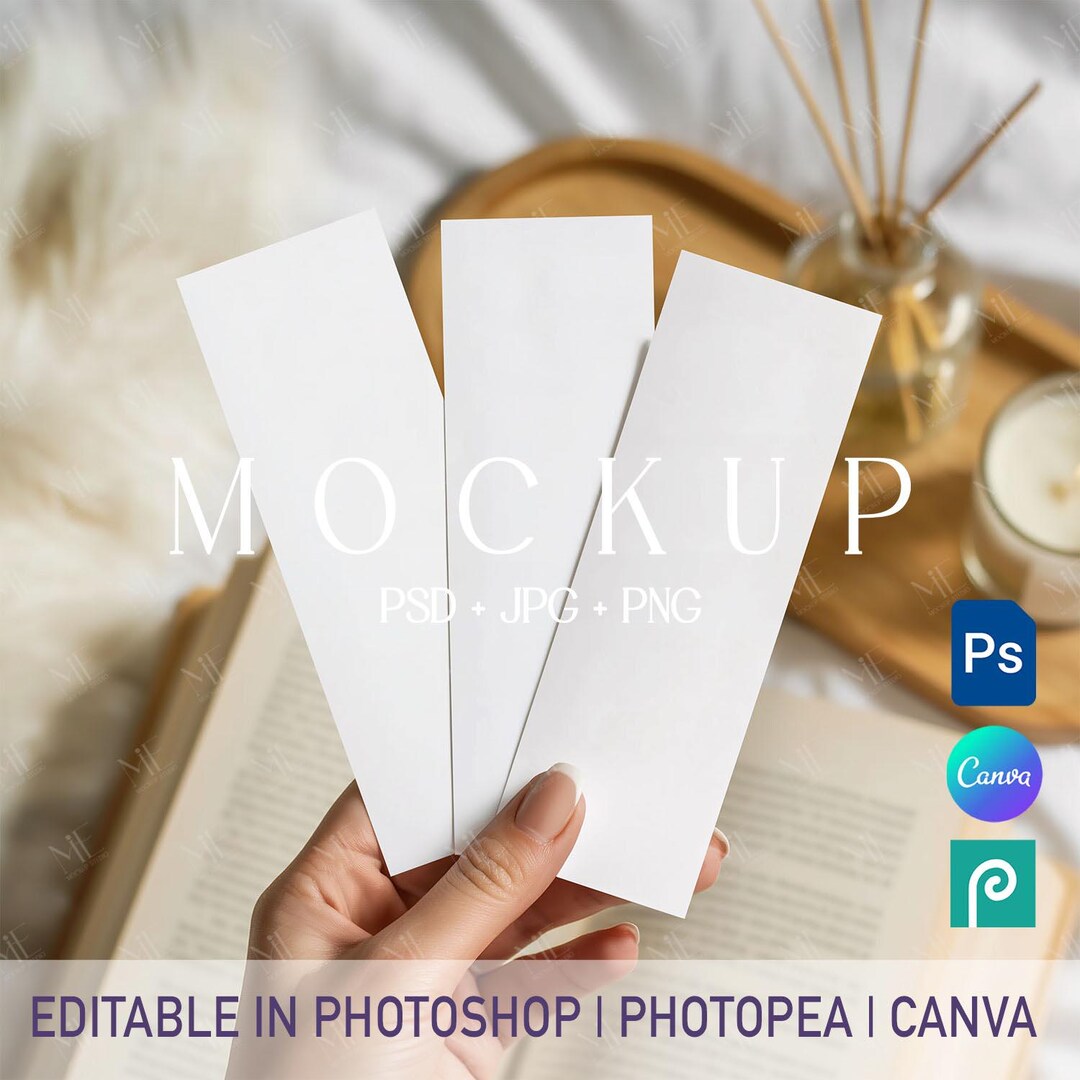 2x6 Bookmark Mockup, Set Photo Strip Mock-up, Photos Booth Vertical ...