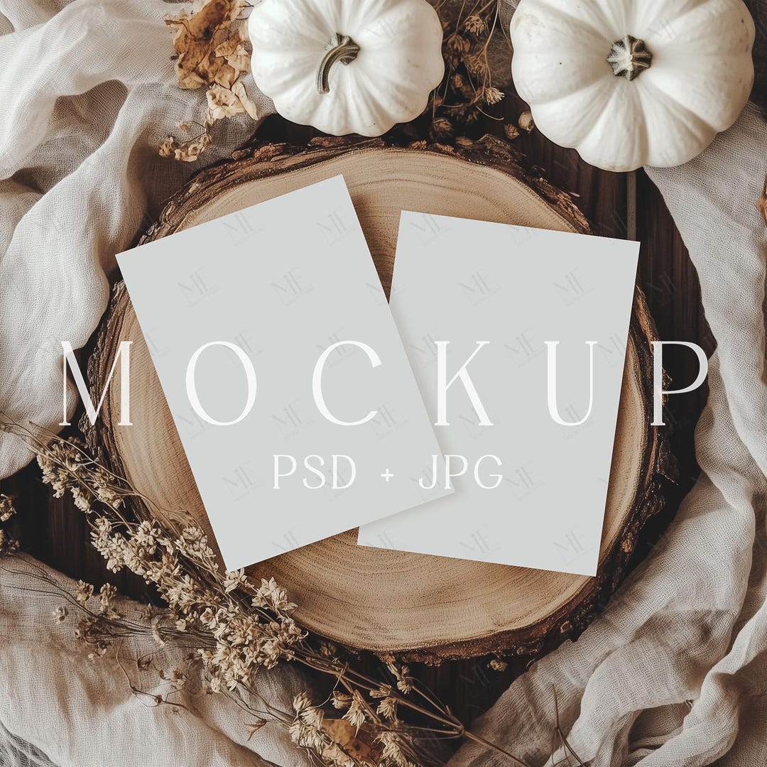 Fall Invitation Cards Mockup, 5x7 Invite Cards Mockup, Greeting Card ...