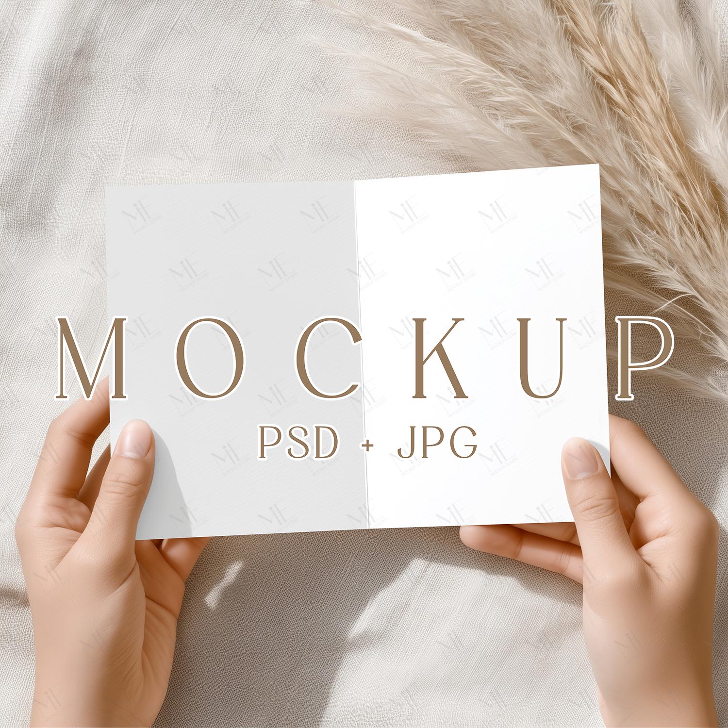 Folded Invitation Mockup 5x7, Bi-fold Invite Card Template PSD Canva - Etsy