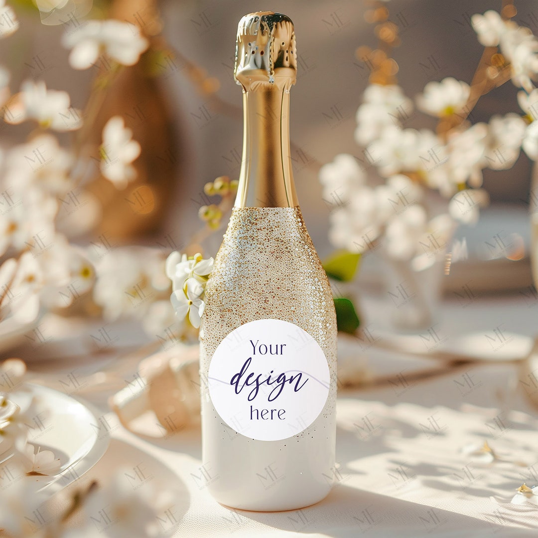 Champagne Bottle Labels, Sticker Mockup, Champagne Wine Bottle Sticker ...