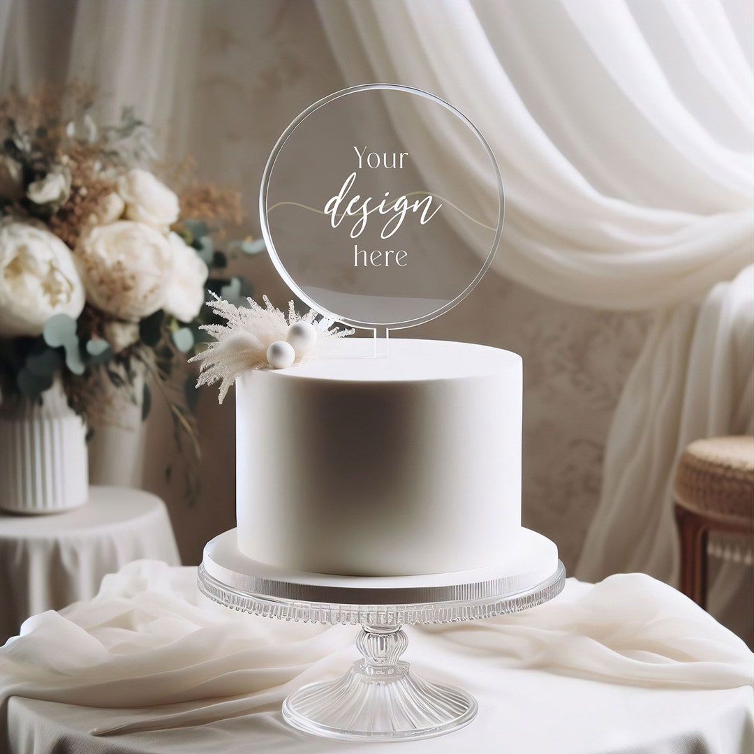 Acrylic Topper Mockup PSD, Acrylic Cake Topper Mock Up, Wedding Cake ...