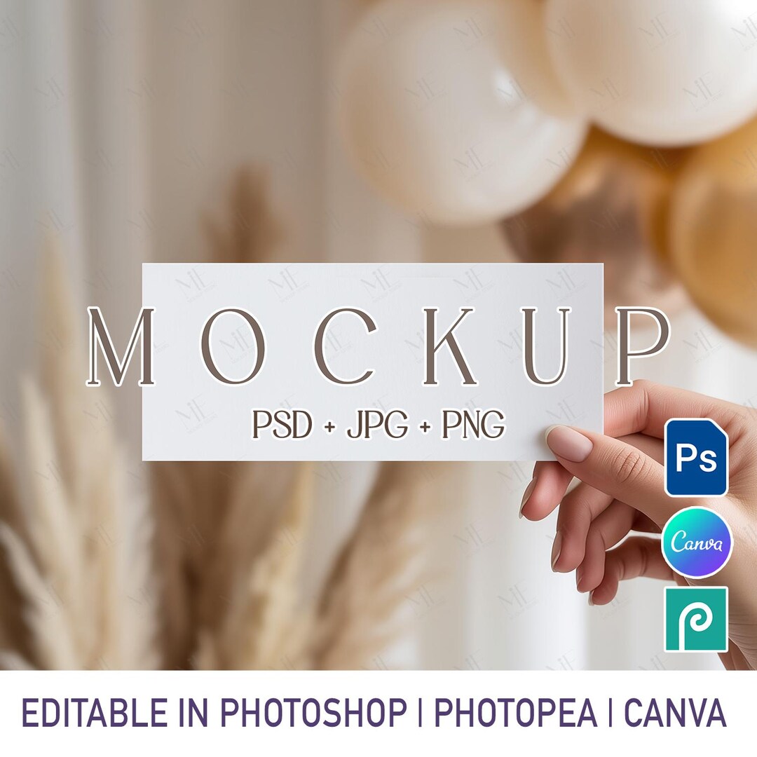 7x3 Gift Voucher Mockup PSD Canva, Holiday Ticket or Favor Card ...