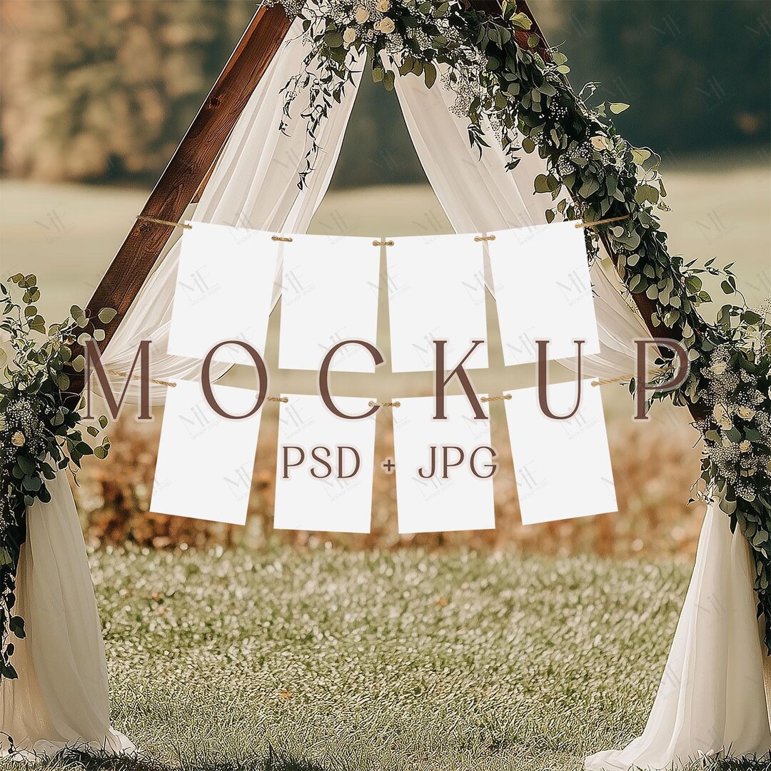 Banner Flag Mockup, 5x7 Banner Mockup, Wedding Garland Banner Template ...