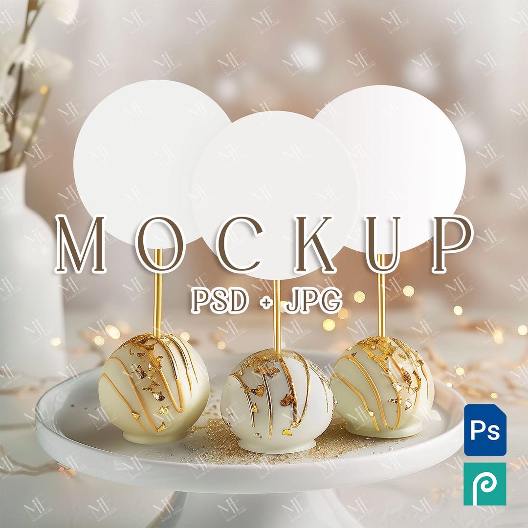 Cake Pop Tag Mockup PSD, Baby Shower or Birthday Cake Pop Label Mockup ...