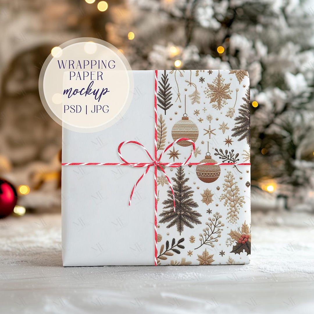 Gift Wrapping Paper Mockup, Christmas Wrapping Paper, Holiday Gift Wrap ...