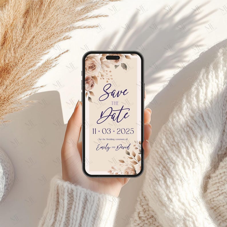Boho Phone Screen Mockup, iPhone Smartphone Evite Mockup, Digital ...