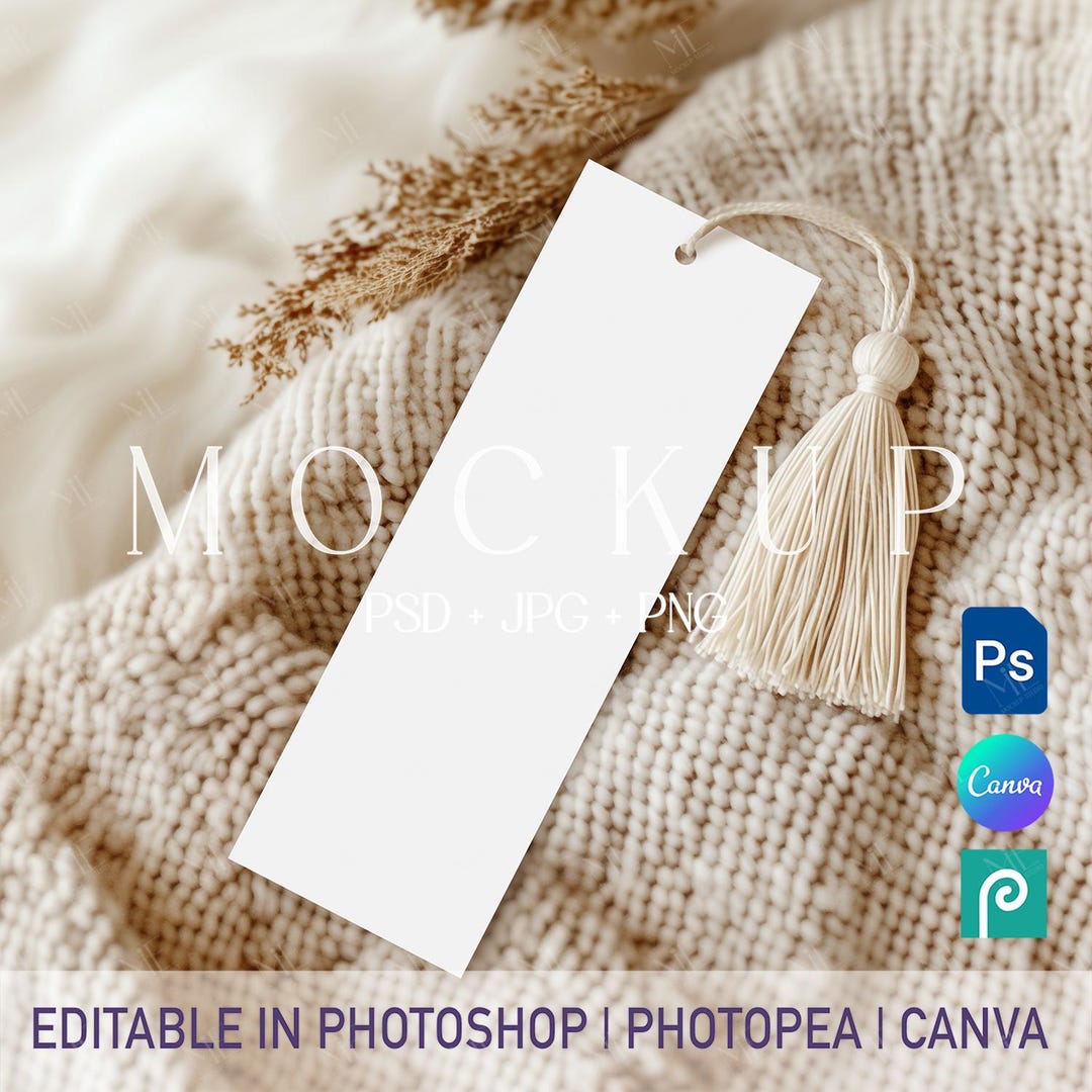 Bohemian Bookmark Mockup PSD PNG, Baptism Bookmarks Canva Template 2x6 ...