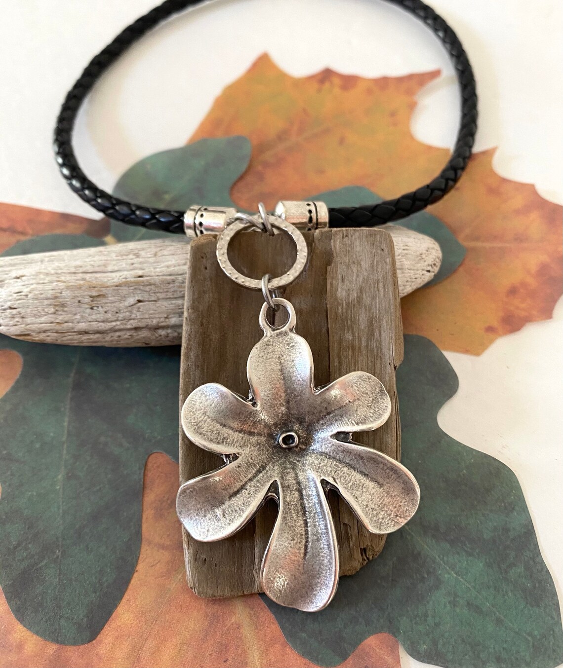 Braided Leather Cord Pendant Necklace Four Choices Choker - Etsy