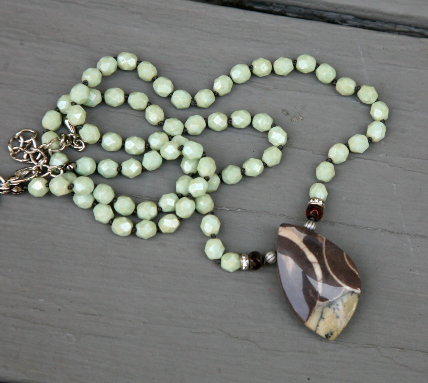 Lemon Jade Mint Freeform Jasper Chocolate Brown Pendant - Etsy
