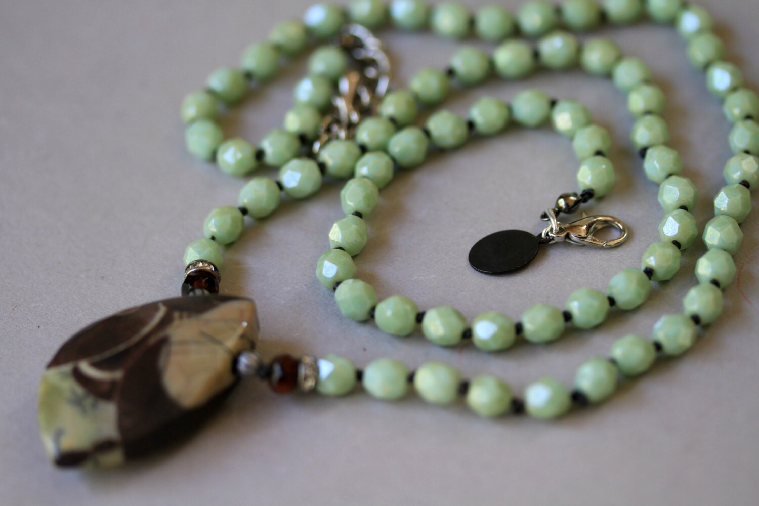 Lemon Jade Mint Freeform Jasper Chocolate Brown Pendant - Etsy