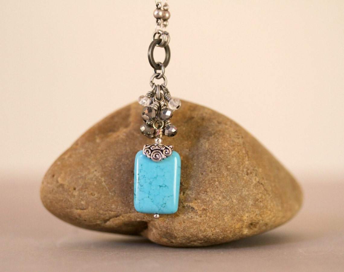 Sky Blue Turquoise,silver Accents,minimalist and Understated Necklace ...