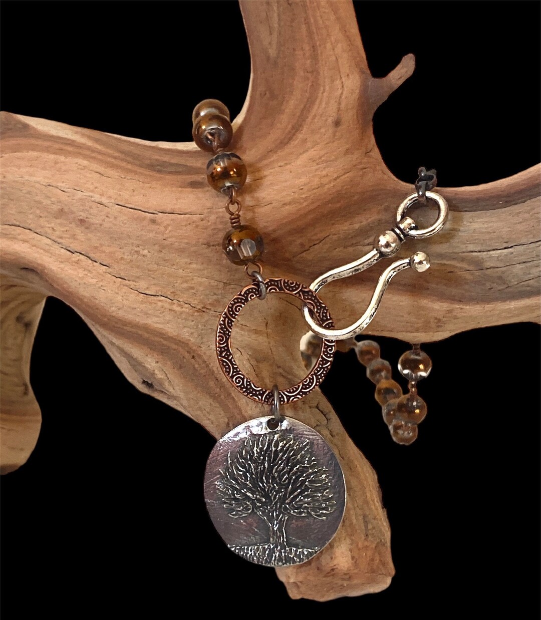 Mixed Metal Front Closure Tree of Life Pendant Necklace - Etsy