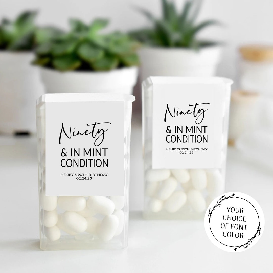 90th Birthday Party Favor Mint Labels, Ninety & in Mint Condition ...