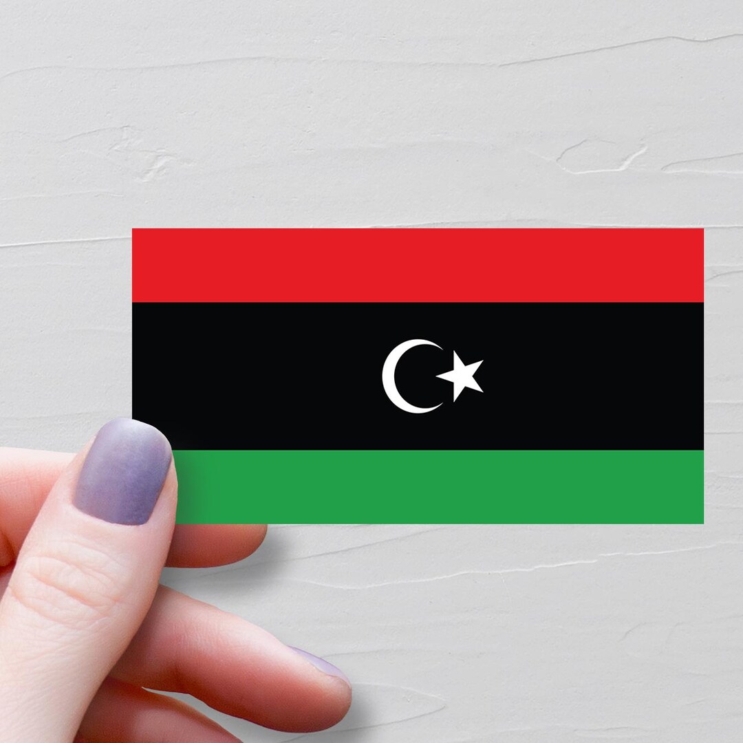 Libya Flag Sticker, Vinyl Travel Stickers, Libyan Stickers, World Flags ...
