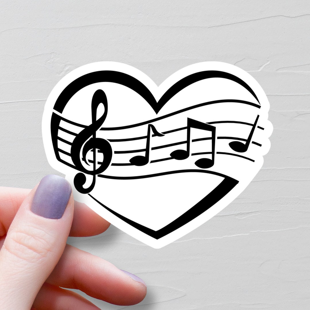 Music Notes Heart Sticker, Vinyl Stickers, Music Note Stickers ...