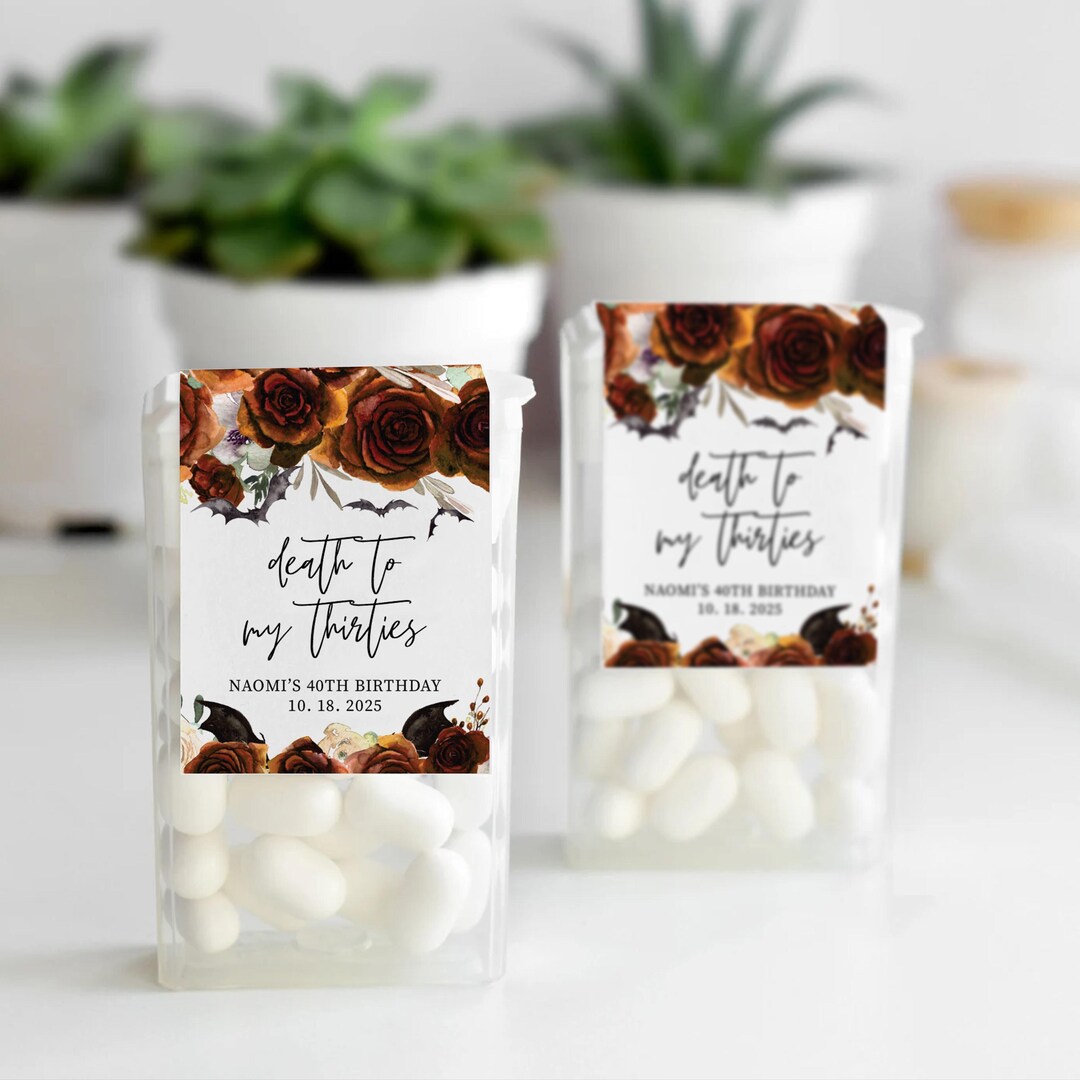 Halloween 40th Birthday Party Favors Mint Stickers, Death to My ...