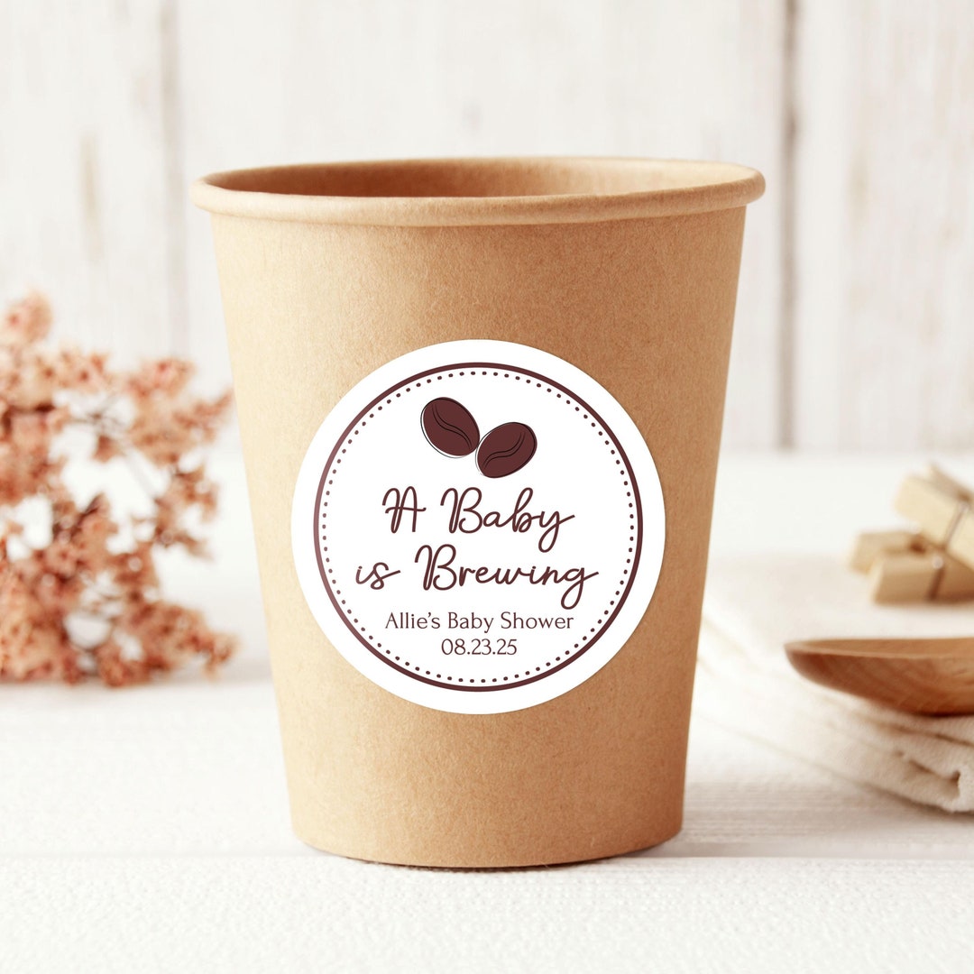 Coffee Baby Shower Favor Stickers, A Baby is Brewing Stickers, Baby ...