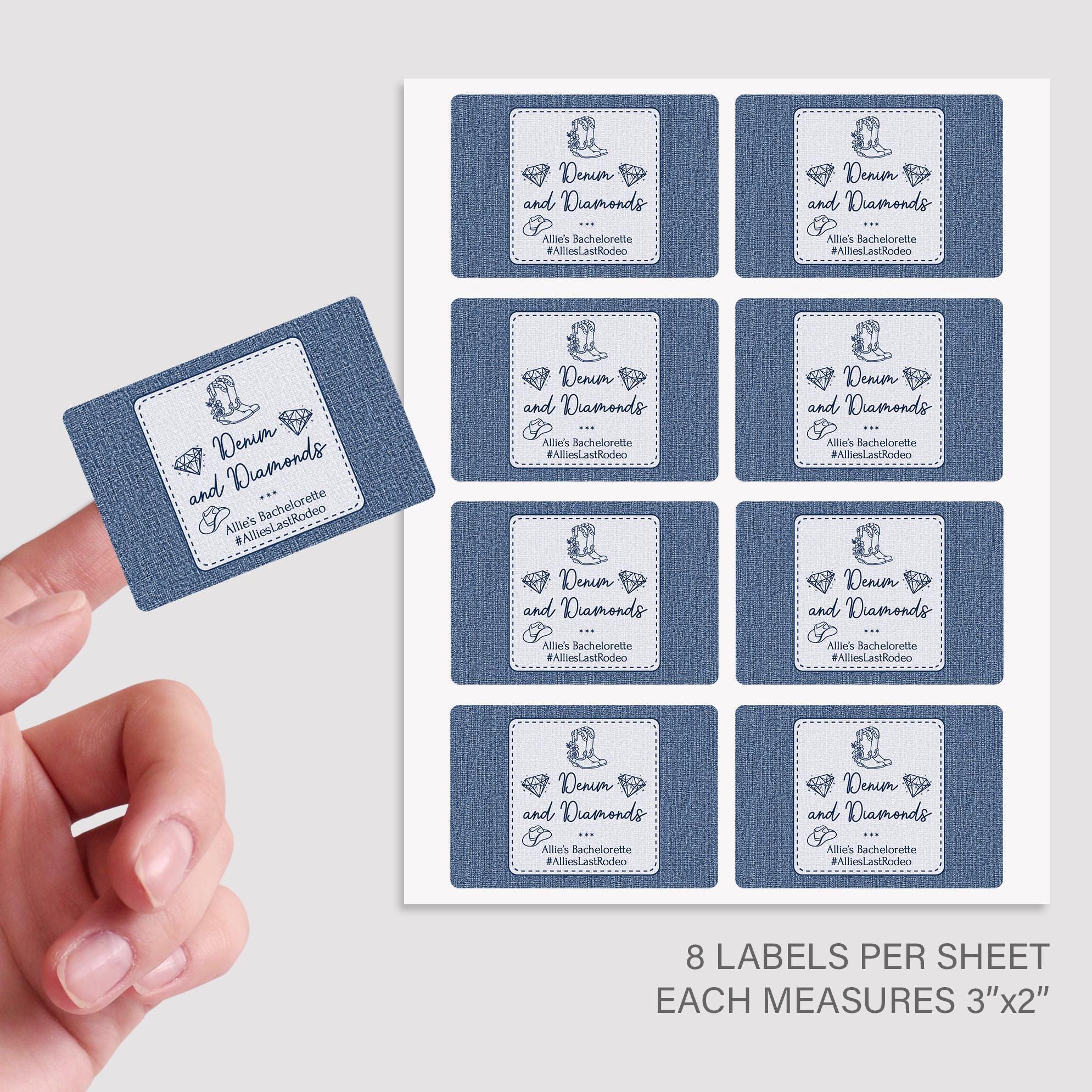 Denim and Diamonds Mini Liquor Bottle Labels, Denim Bachelorette Party ...