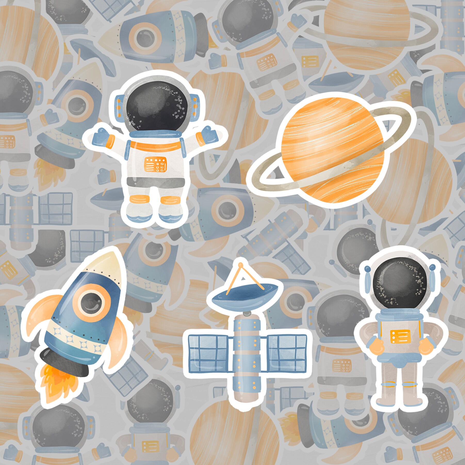 Outer Space Sticker Pack of 5, Vinyl Stickers, Astronaut Stickers, Cute ...