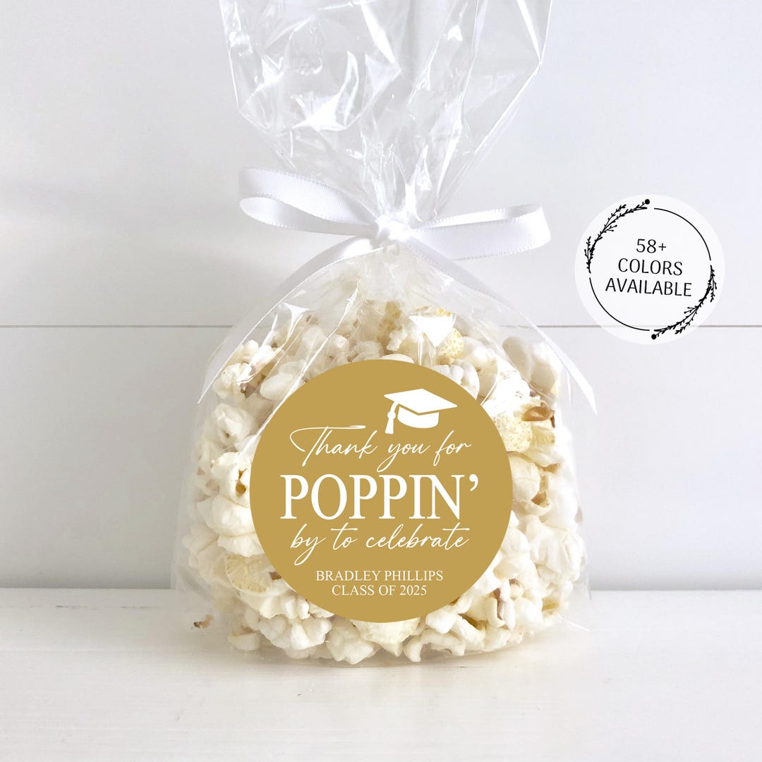 Popcorn Graduation Party Favors Labels, Thanks for Popping by to ...