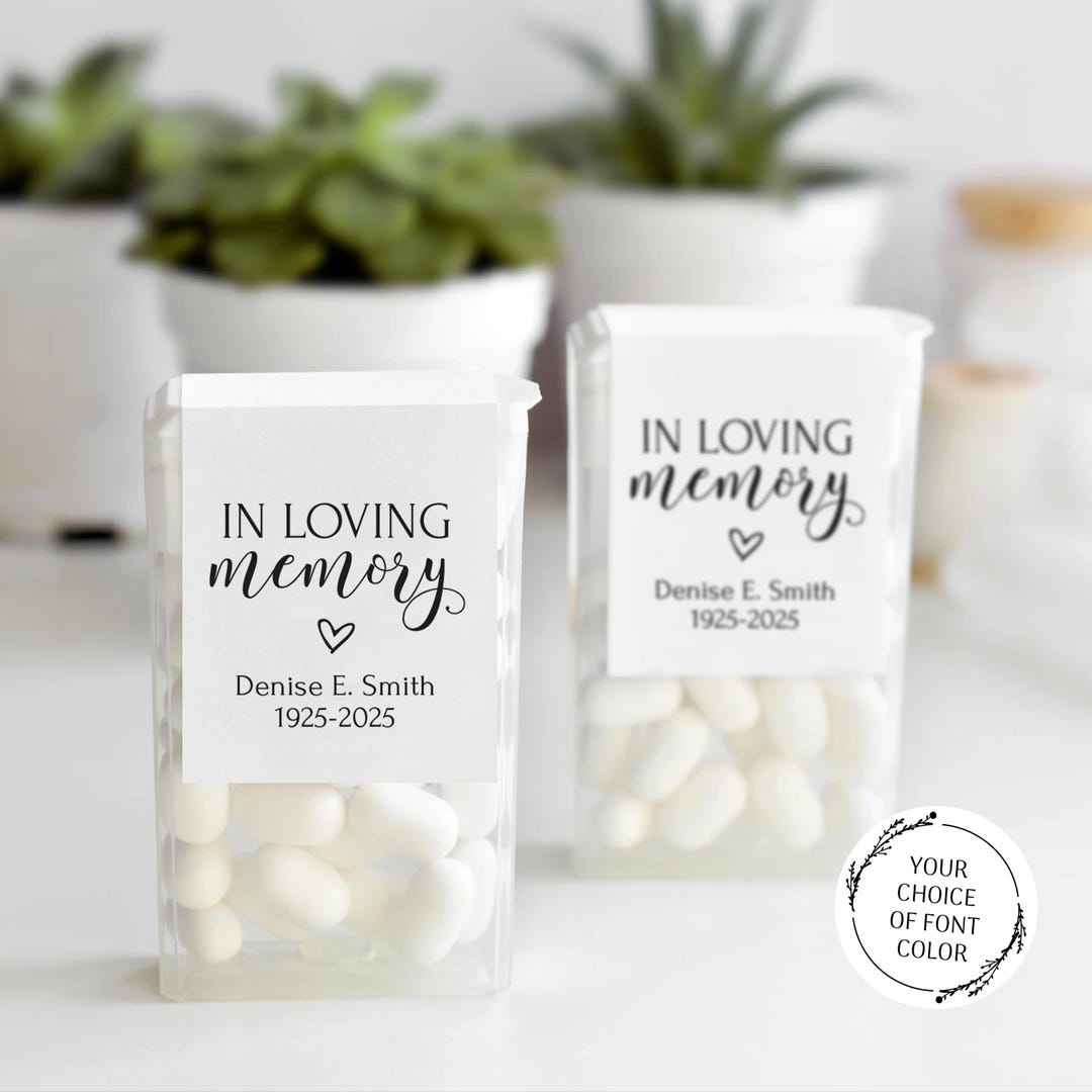 Celebration of Life Favors Mint Labels, in Loving Memory, Mint Funeral ...